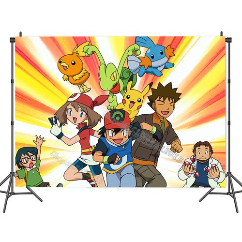 Shop Generic Pokemon Party Backdrop Anime Pikachu Bulbasaur Cloth Vinyl ...