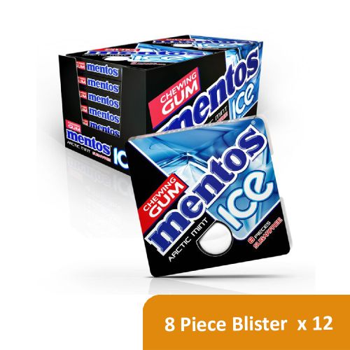 Buy Mentos Mentos Ice Gum Artic Mint - 8 Piece Blister x 12 online ...
