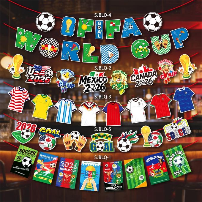 Shop Generic 2026 World Cup Football Bunting Banner, 3M