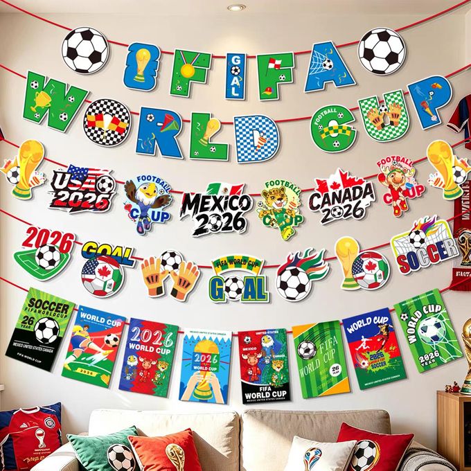 Shop Generic 2026 World Cup Football Bunting Banner, 3M