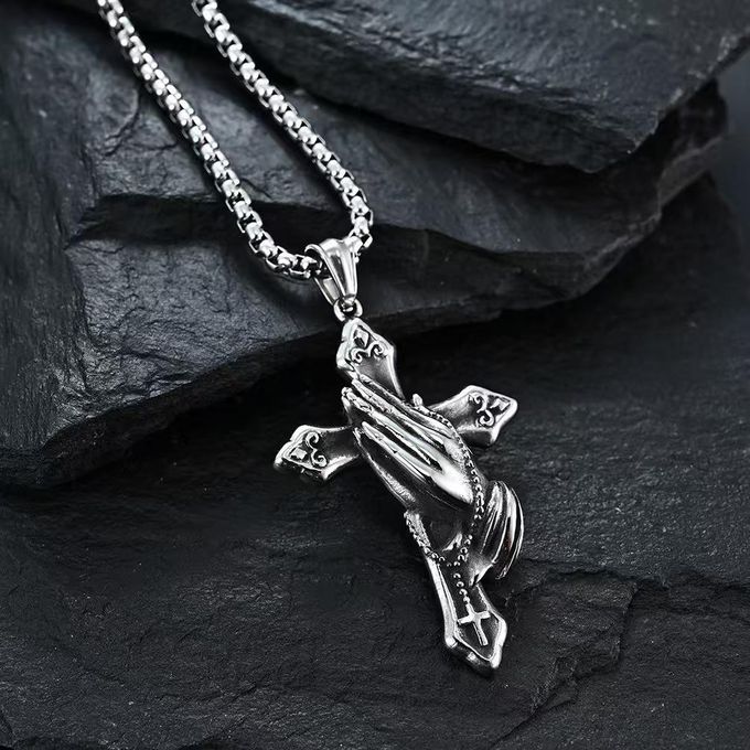 Shop Fashion Prayer Hand Cross Pendant Necklace Online