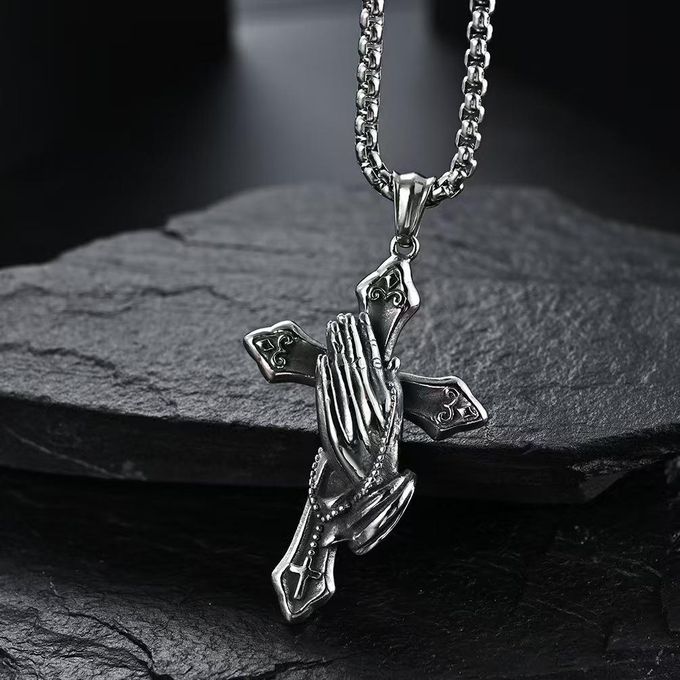 Shop Fashion Prayer Hand Cross Pendant Necklace Online