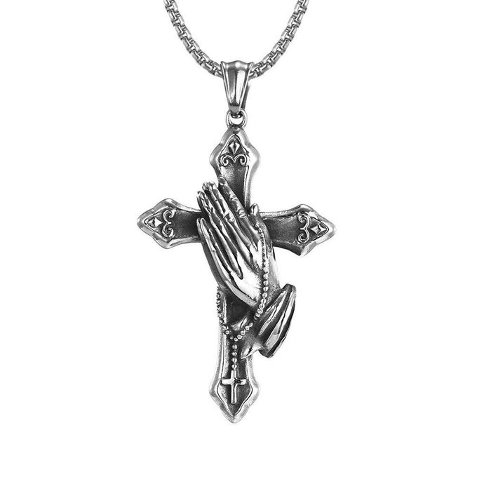 Shop Fashion Prayer Hand Cross Pendant Necklace Online