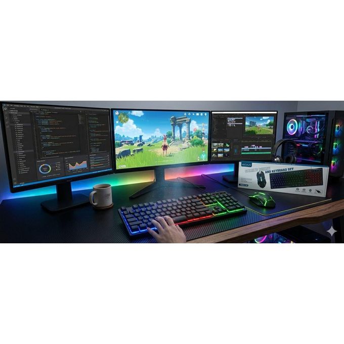 Shop Gem Gaming Keyboard Combo – Illuminated Semi-Mechanical Keyboard ...