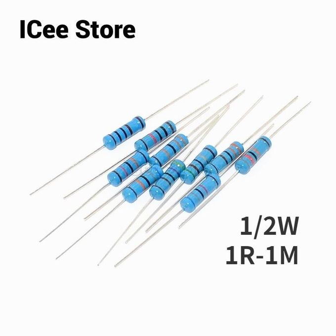 Shop Generic 50Pcs 1/2W Metal Film Resistor 1% 1R-1M 1R 10R 100R 1K 4 ...