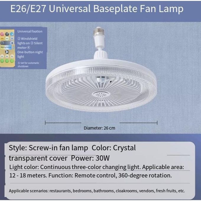 Shop Generic E27 30w LED Ceiling Fan with Light Remote Control Dimmable ...