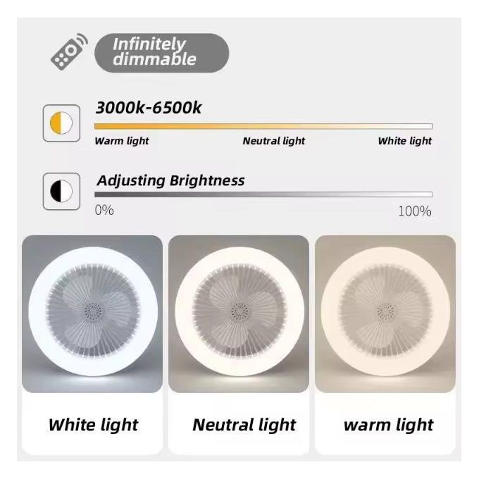 Shop Generic E27 30w LED Ceiling Fan with Light Remote Control Dimmable ...