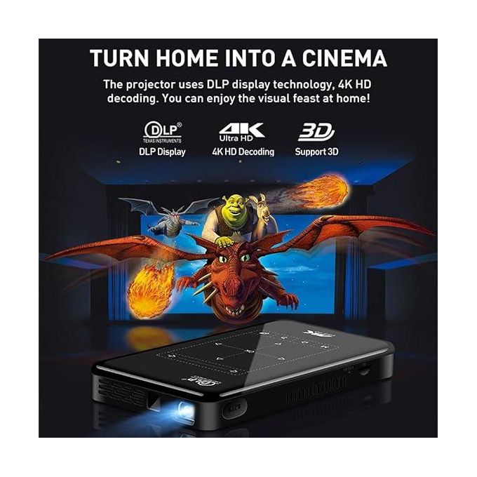Shop White Label Mini Projector 4K With WIFI And Bluetooth - Black ...