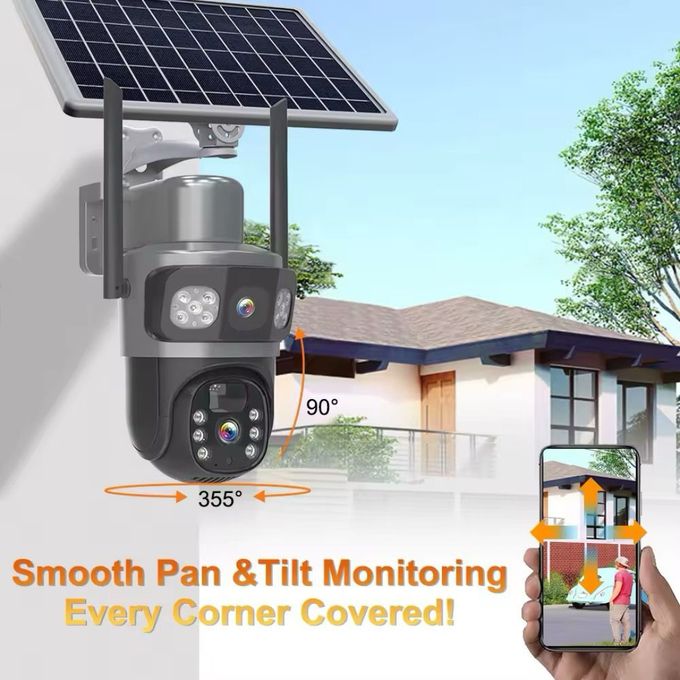 Shop Generic Rechargeable 4G Sim Card Solar Camera Dual lens- Black ...